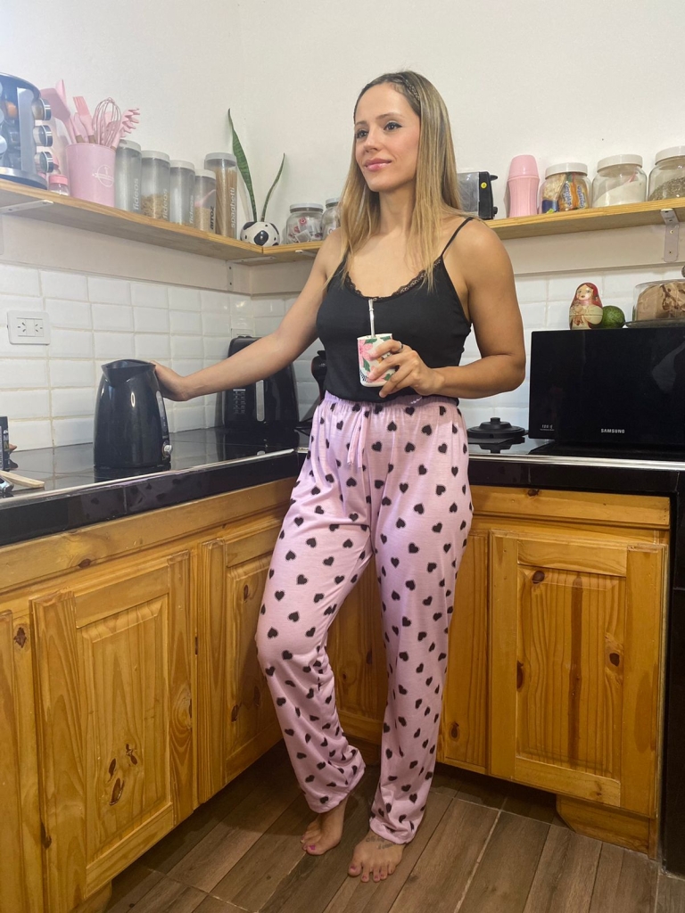 CORAZON- PIJAMAS LARGOS MANGAS CORTAS – Obsidiana Makeup | Maquillaje Original